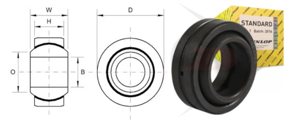 GE25ES-2RS Dunlop Spherical Plain Bearing Steel/Steel 25x42x20mm
