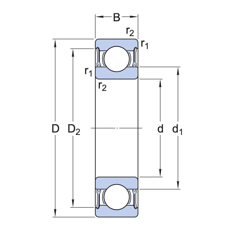 61826-2RZ SKF Sealed Deep Groove Ball Bearing 130x165x18mm